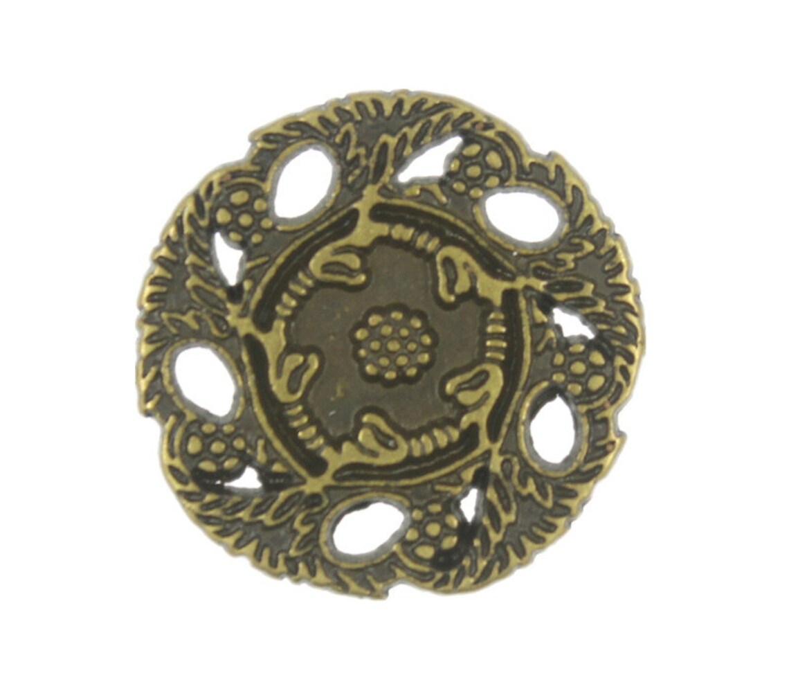 Flower Metal Buttons - Flower Vine Openwork Antique Brass Color Metal ...