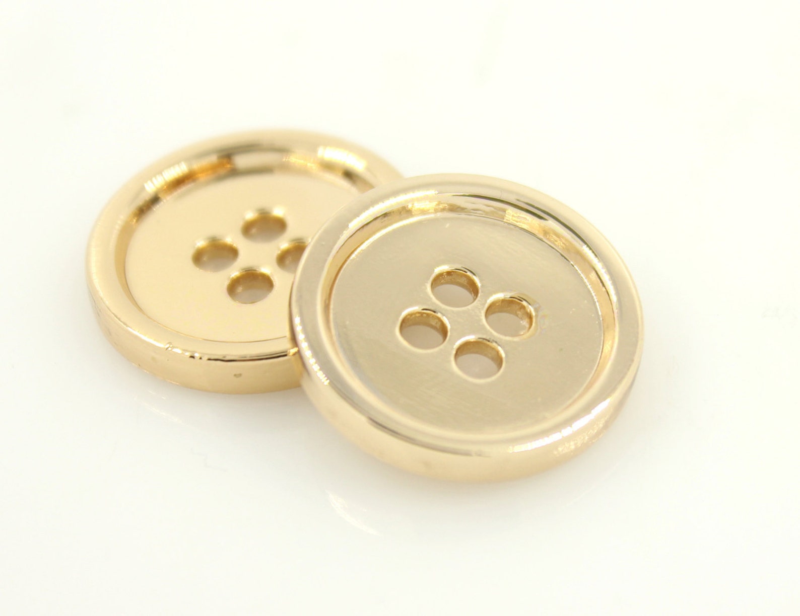 Metal Buttons Thick Edge Light Gold Metal Holes Buttons - Etsy