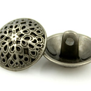 Metal Buttons - Leaf Vines Gray Silver Metal Shank Buttons - 15mm - 5/8 ...