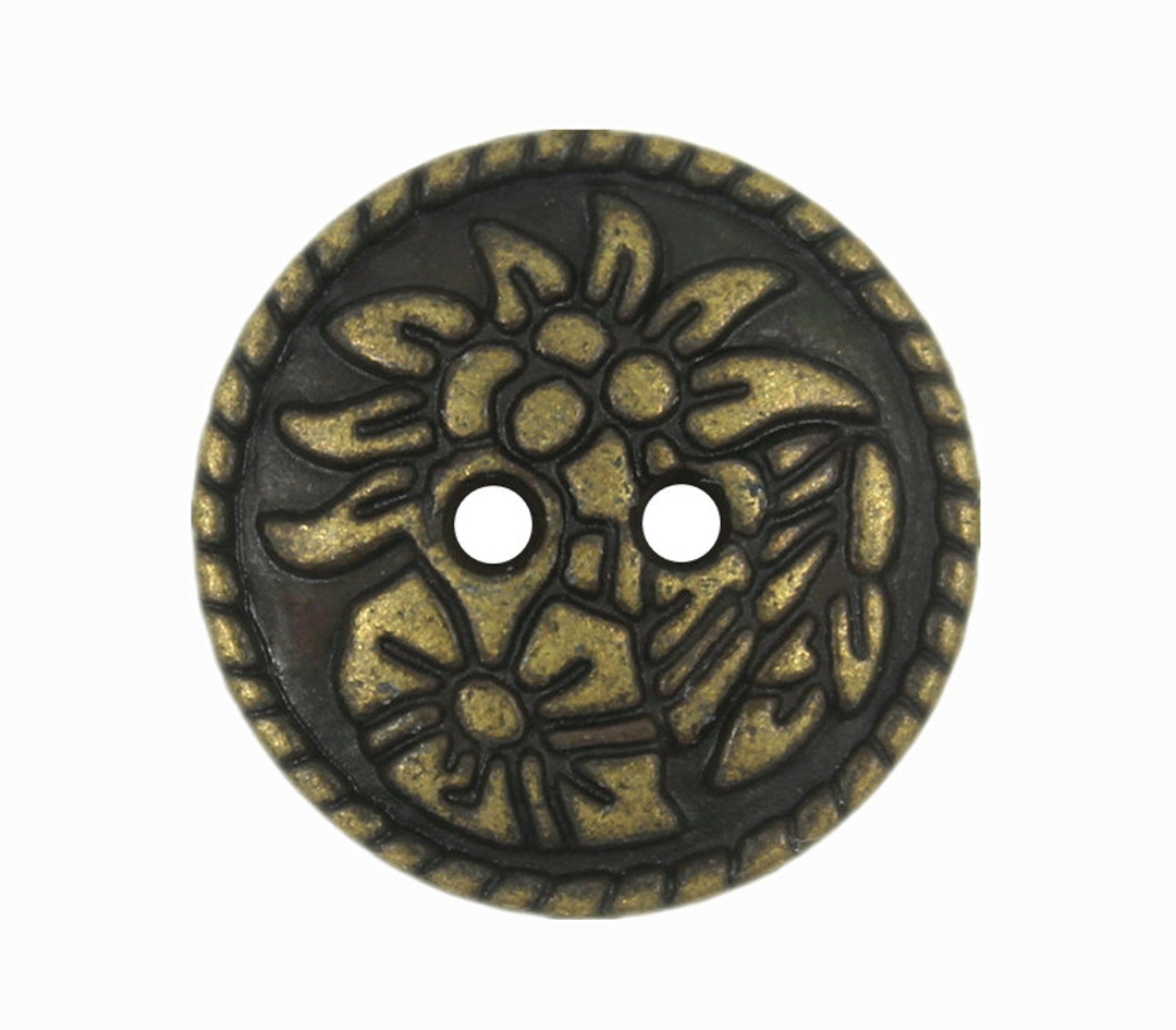 Metal Buttons Retro Brass Tropical Flowers Patterns Metal Hole Buttons ...