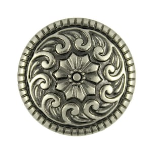 Metal Buttons - Sea Wave and Flower Pattern Gray Silver Metal Shank ...