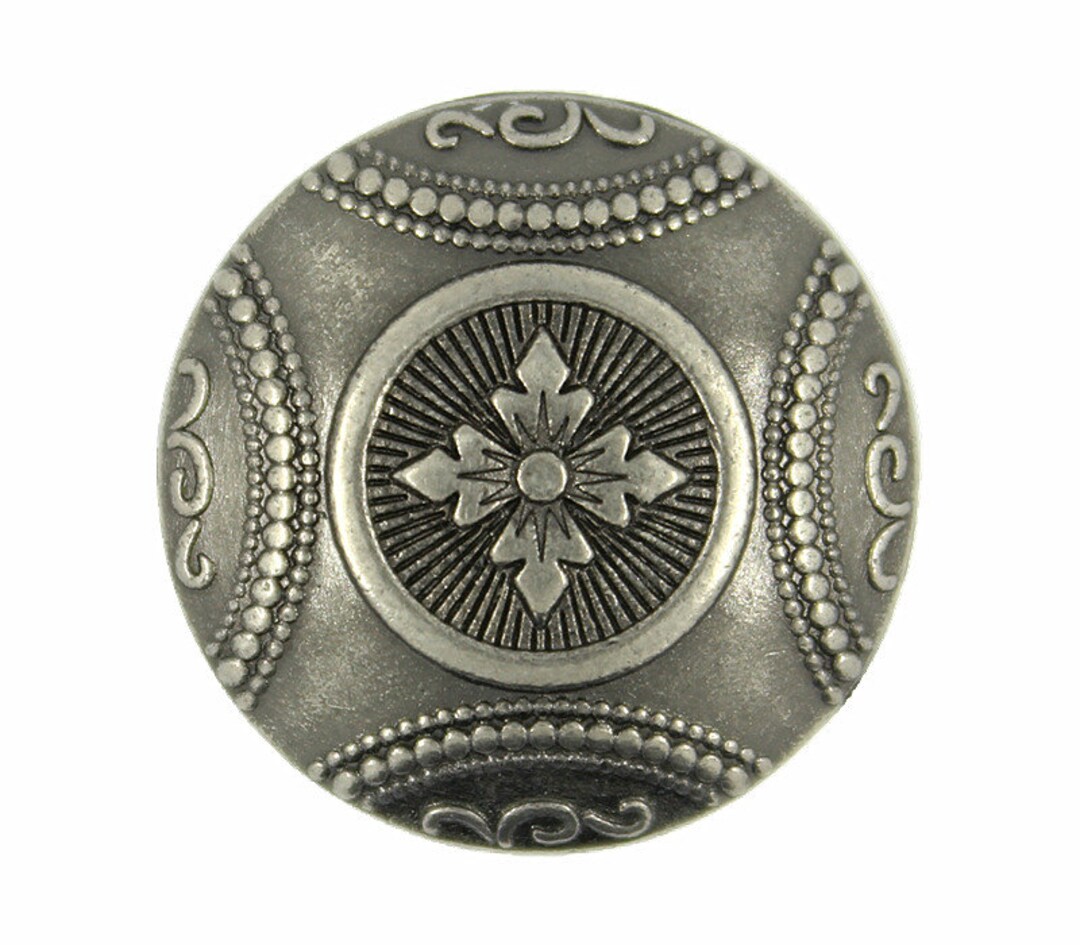 Metal Buttons - Carpet Pattern Gray Silver Metal Shank Buttons - 23mm ...