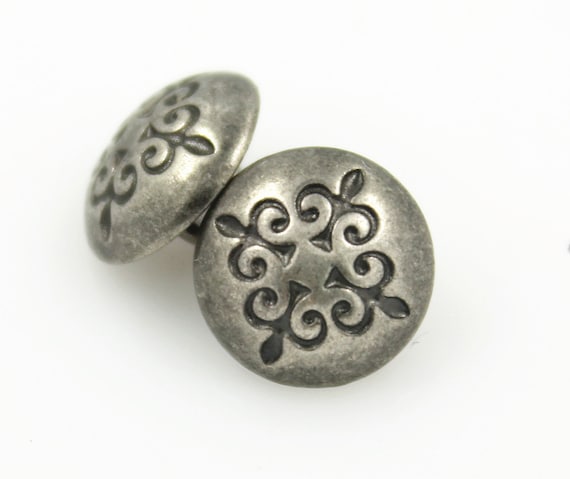 Metal Buttons Trefoil Cross Gray Silver Domed Metal Shank | Etsy