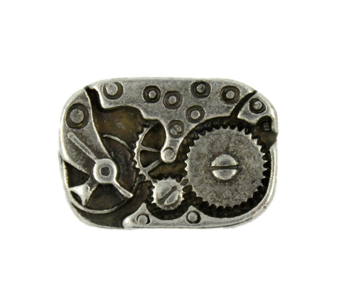 Metal Buttons Rectangle Watch Movement Antique Silver Metal | Etsy