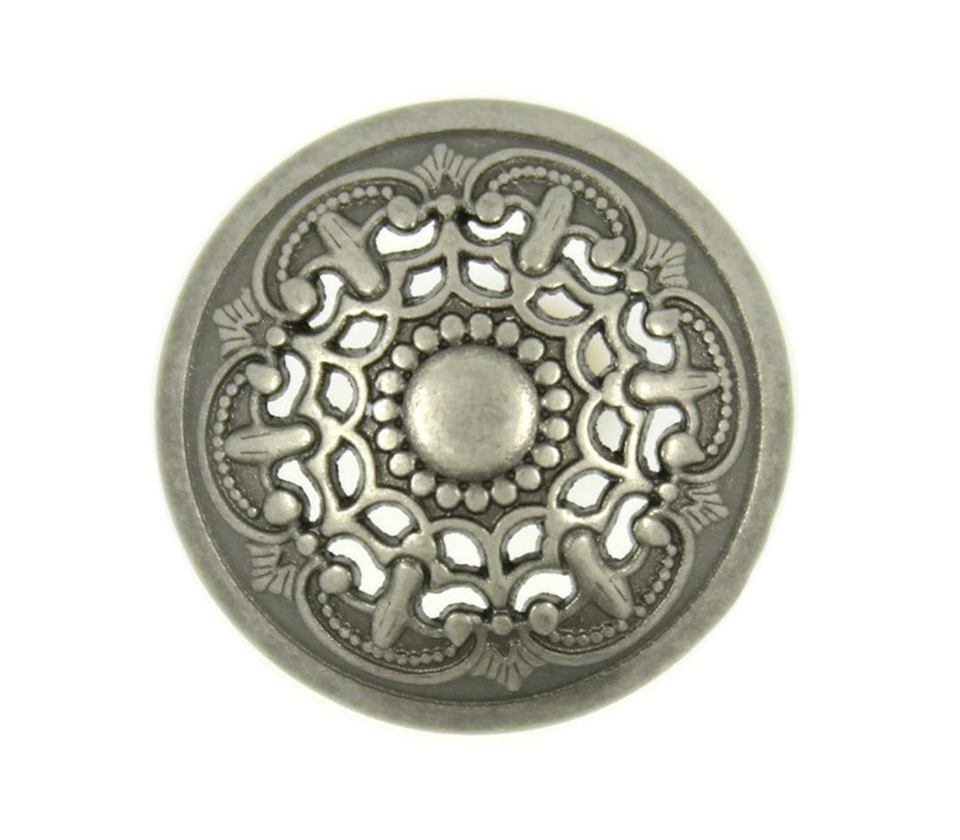 Metal Buttons - Gray Silver Color Medieval Filigree Domed Metal Shank ...