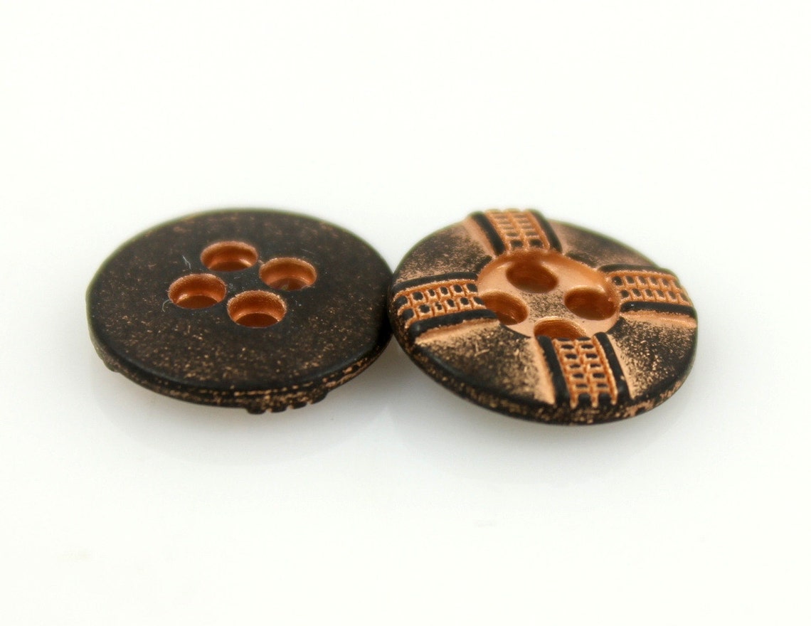 Metal Buttons - Cross Ribbon Pattern Metal Hole Buttons in Gunmetal ...