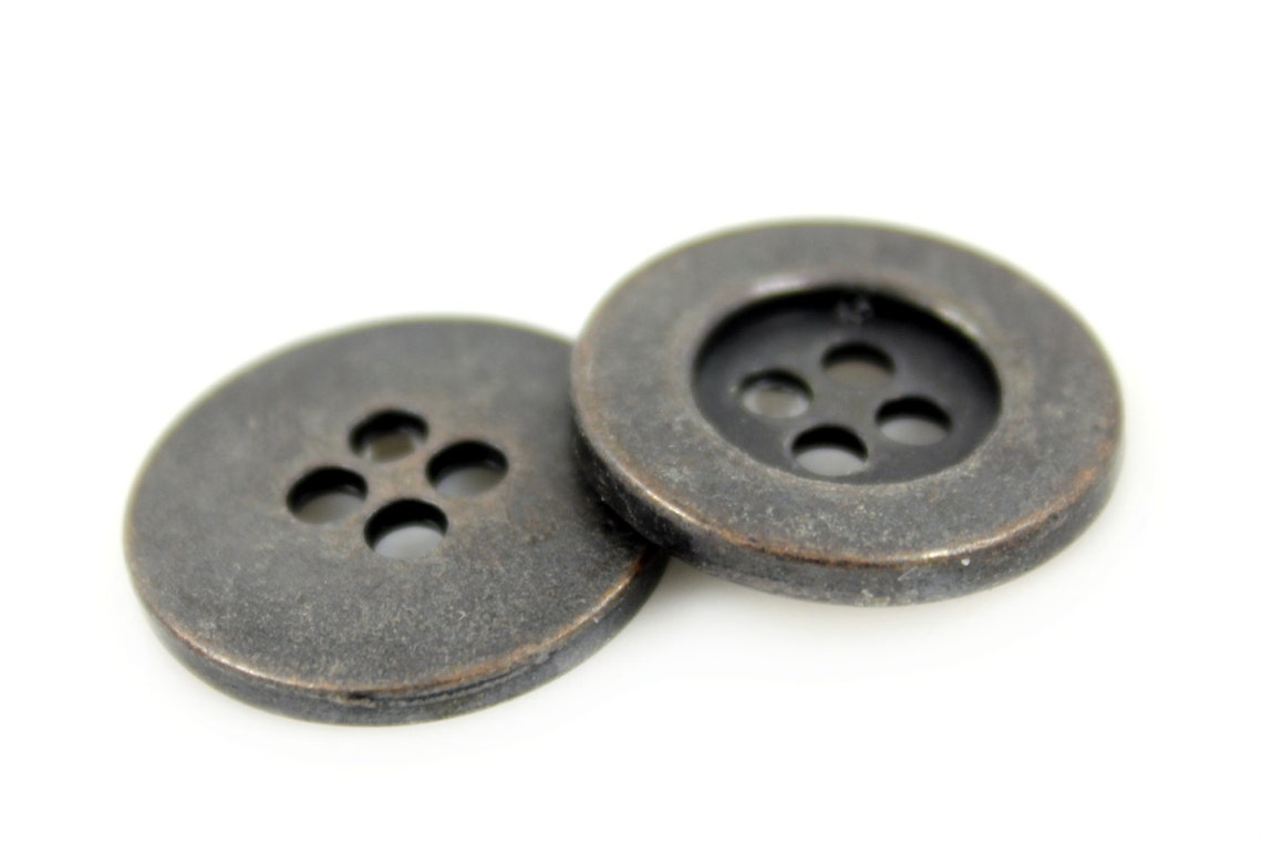 Metal Buttons Raised Edge Dark Gunmetal Metal Hole Buttons - Etsy
