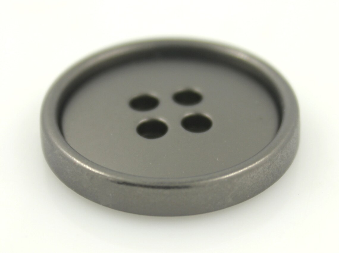 Metal Buttons - Thick Pearlized Gunmetal Metal Hole Buttons - 28mm - 1 ...