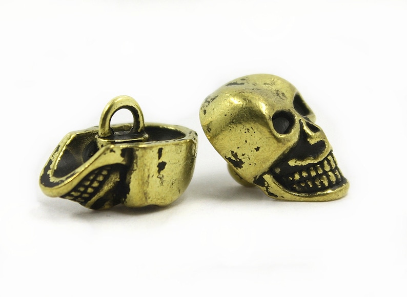 Antiqued Gold Color Skull Metal Shank Buttons - 16mm - 5/8 Inch - 6 Pcs ...