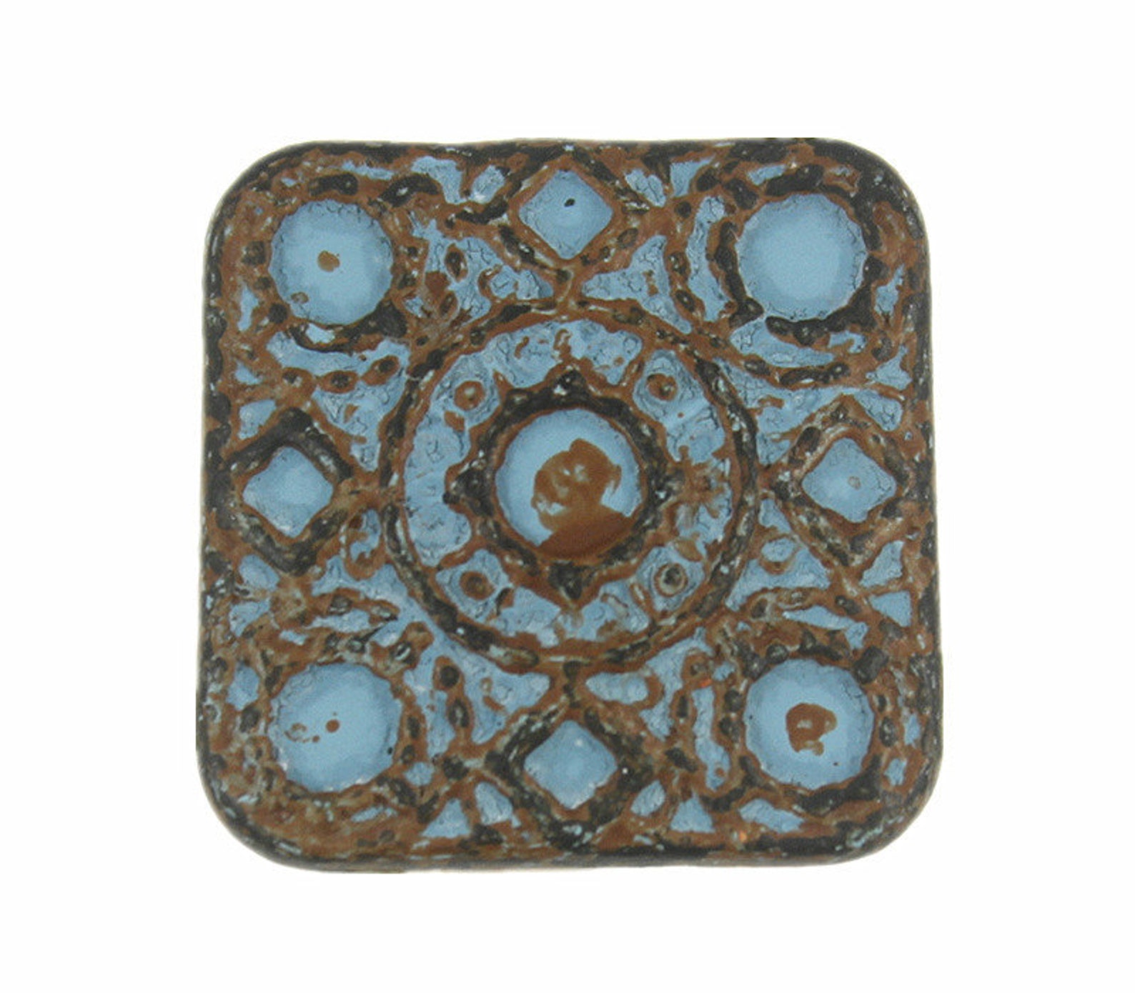 Square Metal Buttons Round and Square Matrix Blue Patina | Etsy