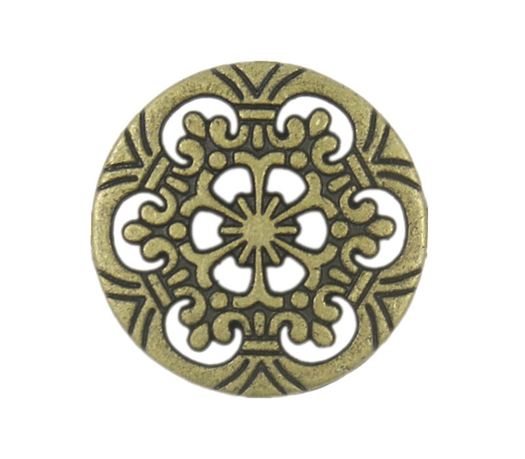 Metal Buttons - Openwork Snowflake Six Holes Antique Brass Metal ...