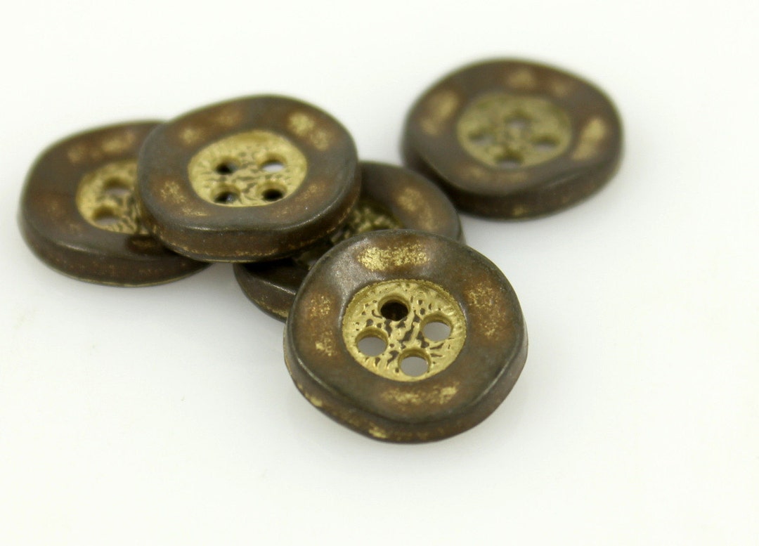 Metal Buttons - Yellow Rendering Wavy Edge Gunmetal Metal Hole Buttons ...