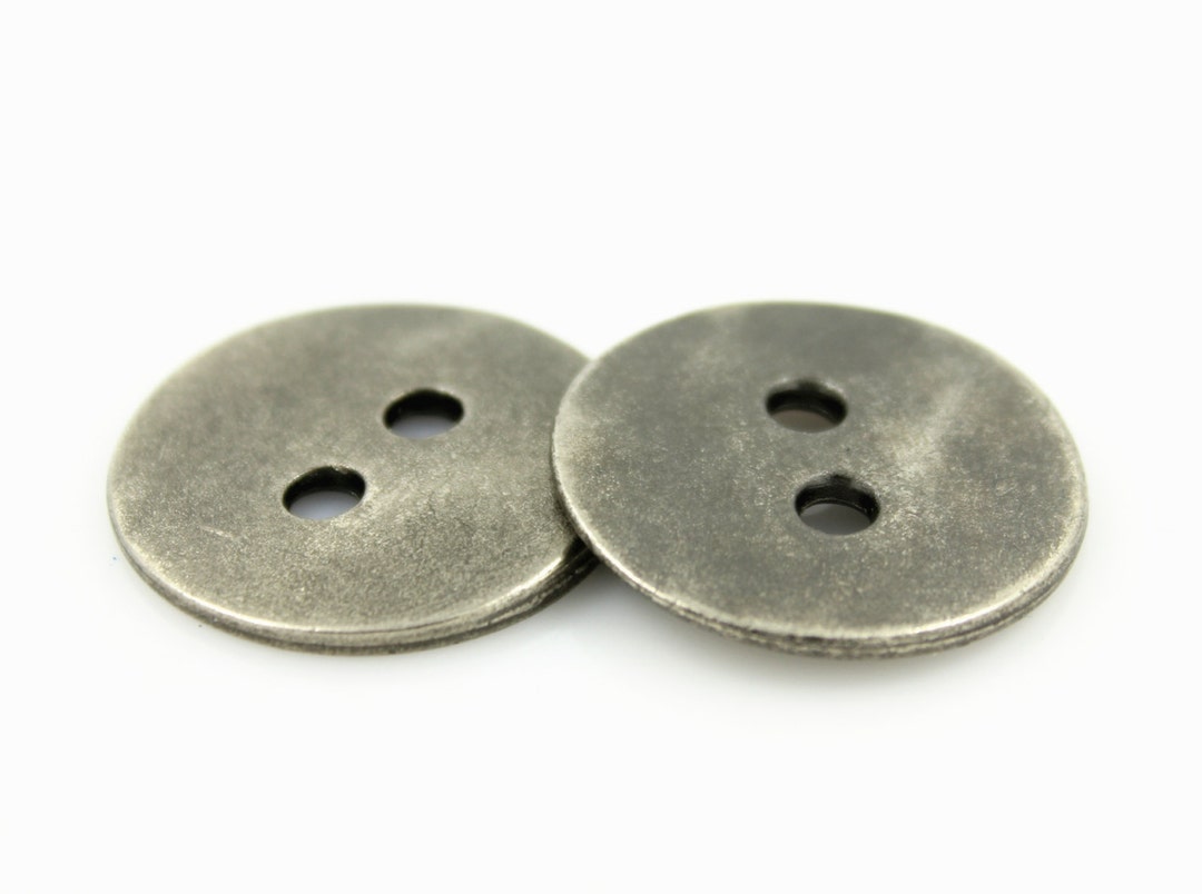 Metal Buttons - Minimalist Gray Silver Hole Buttons - 25mm - 1 Inch - 4 ...