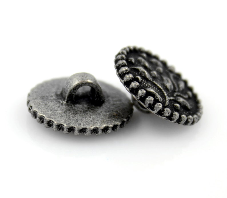 Metal Buttons Embossing Potpourri Antique Silver Metal Shank - Etsy