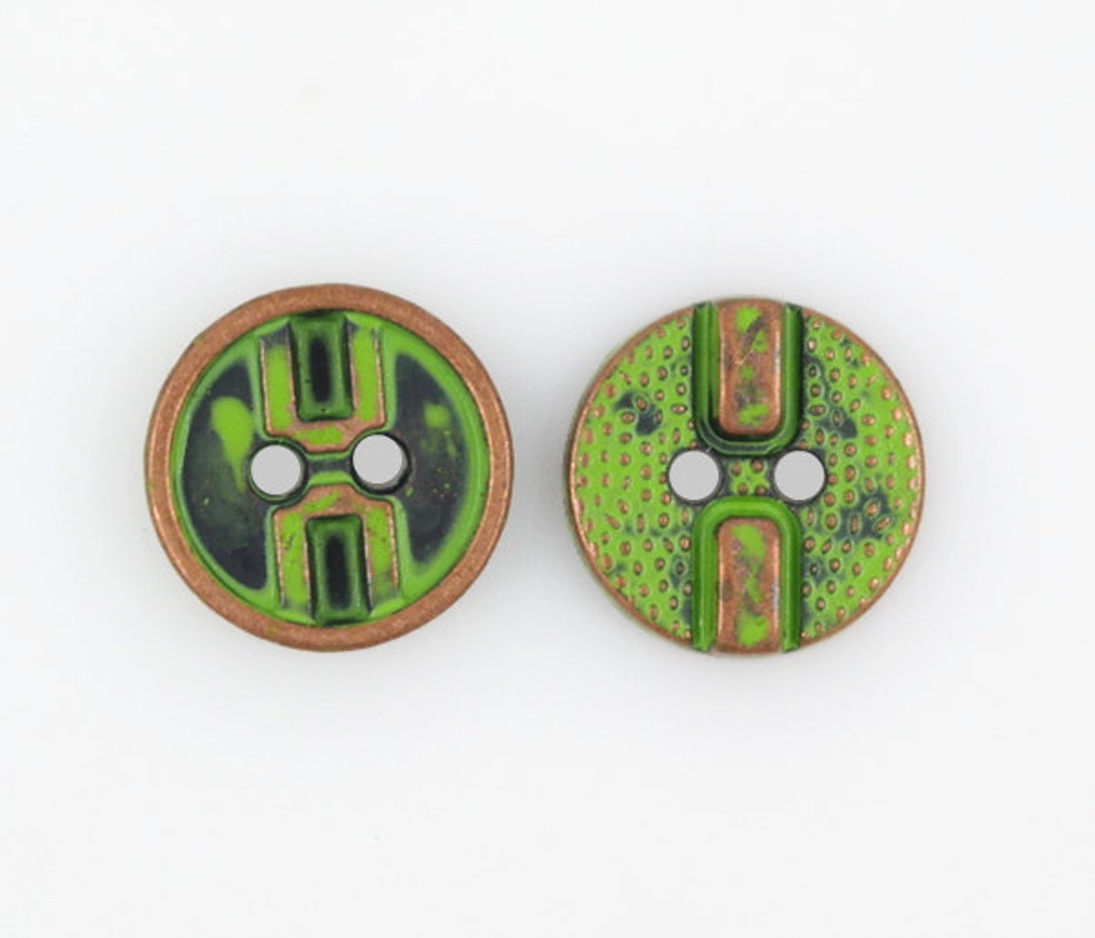 Metal Buttons Green Copper Locking Device Design Holes | Etsy