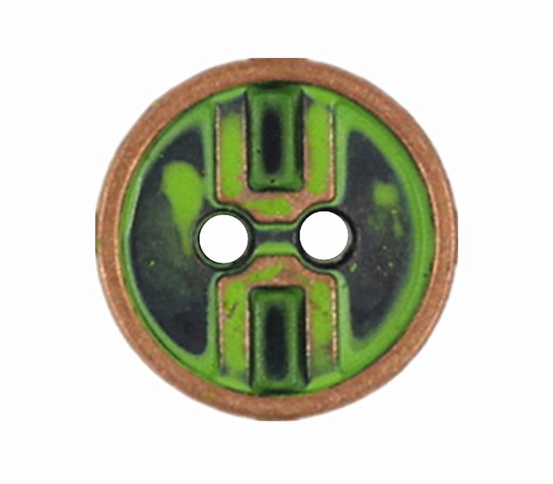 Metal Buttons - Green Copper Locking Device Design Holes Buttons - 12mm ...