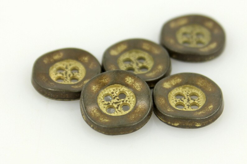 Metal Buttons Yellow Rendering Wavy Edge Gunmetal Metal Hole | Etsy