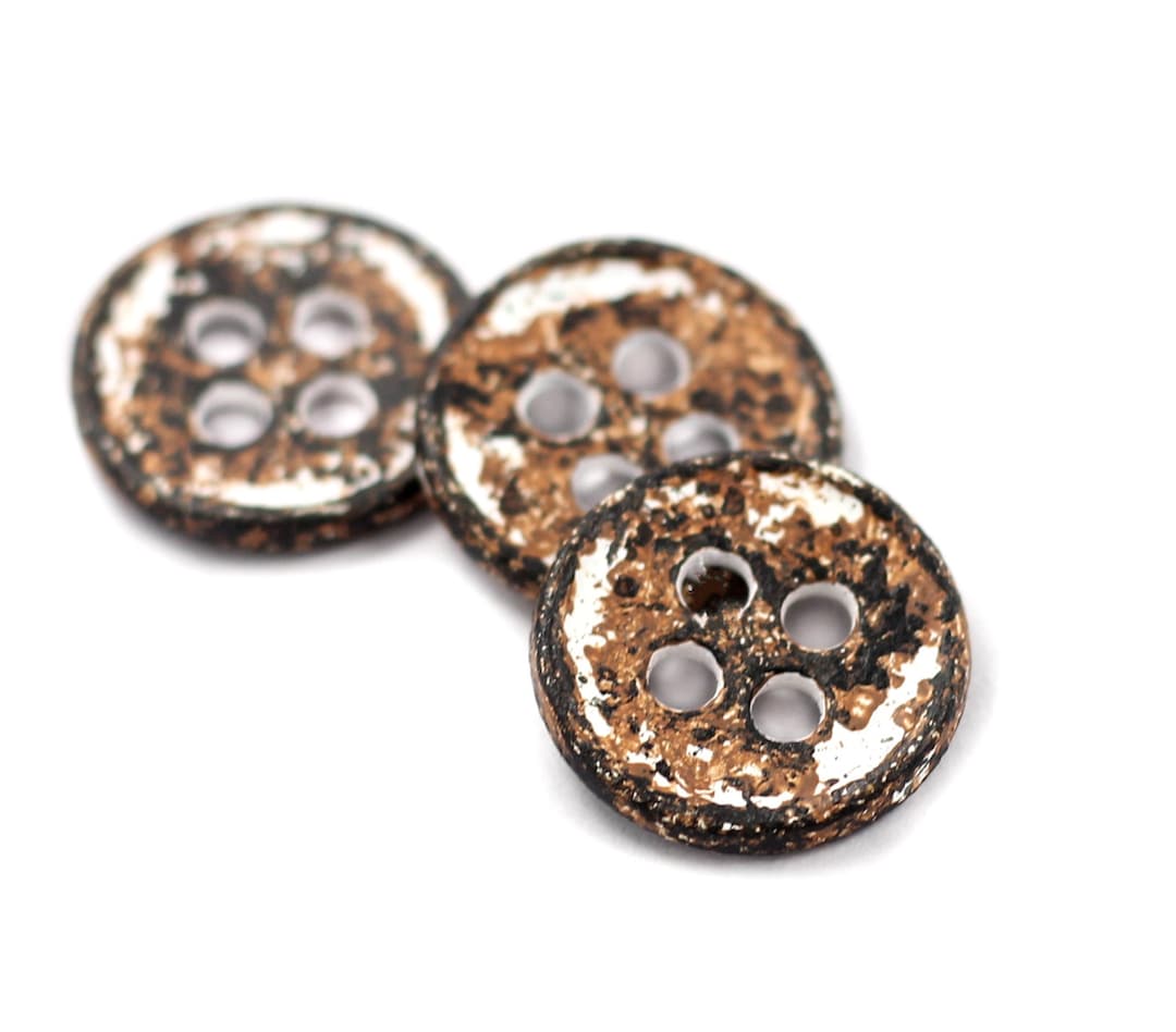 Curved Edge White Rust Color Metal Hole Buttons - 15mm - 5/8 Inch - 6 ...