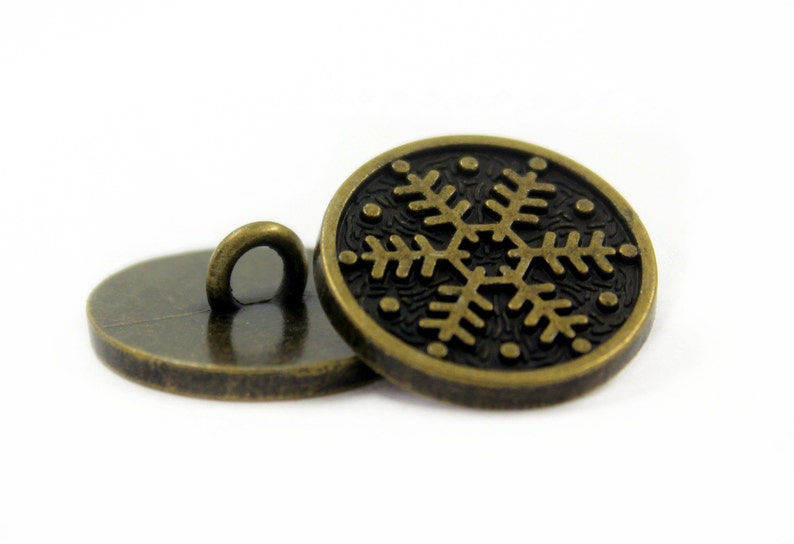 Snowflake Metal Buttons Snowflake Pattern Antique Brass - Etsy