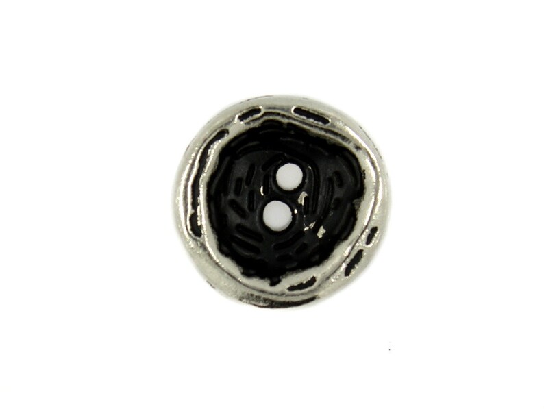 Metal Buttons Shiny Silver Concave Hole Buttons With Black - Etsy