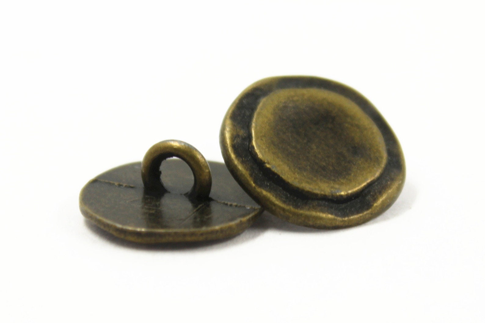Metal Buttons - Rustic Circles Metal Shank Buttons in Antique Brass ...