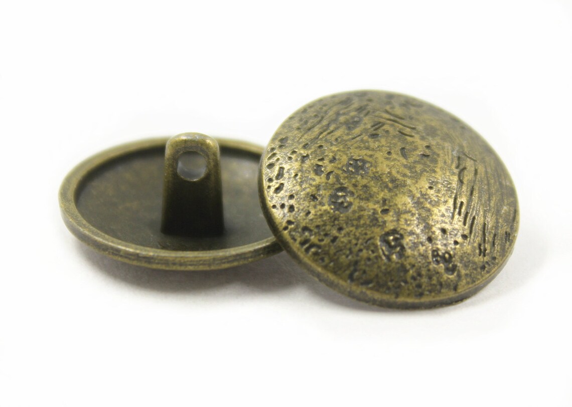 Metal Buttons - Scratched Surface Design Antiqued Brass Metal Shank ...