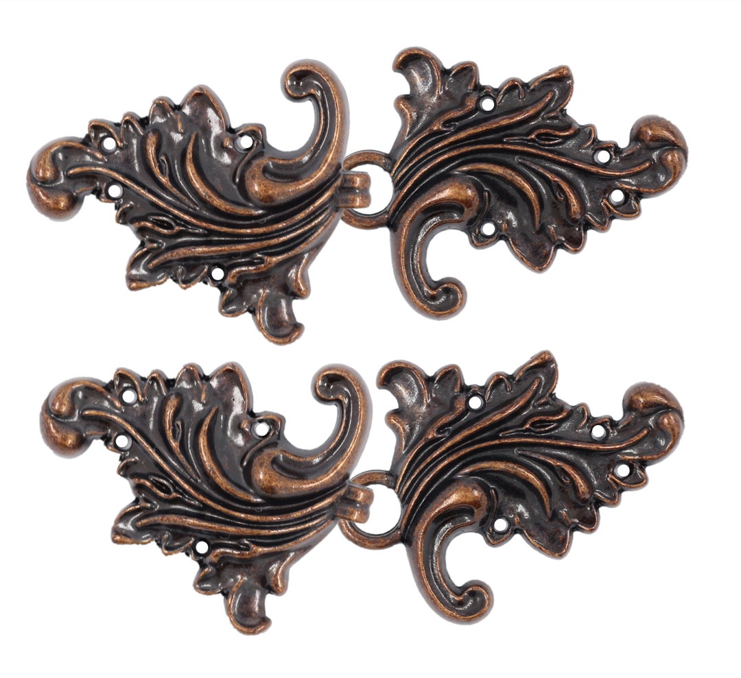 2 Pairs Asymmetric Acanthus Leaf Cloak Clasp Hook and Eye Antique ...