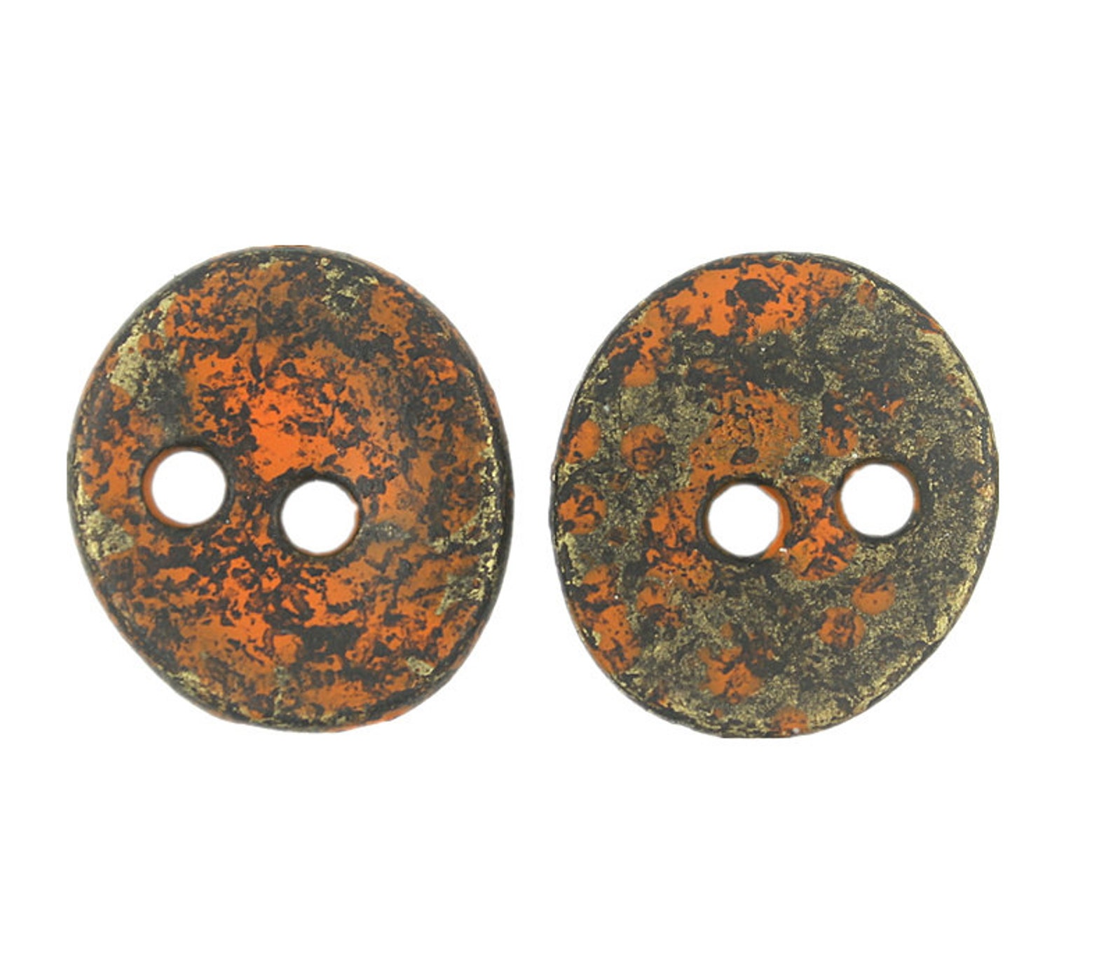 Metal Buttons Irregular Round Rust Patina Metal Hole Buttons - Etsy