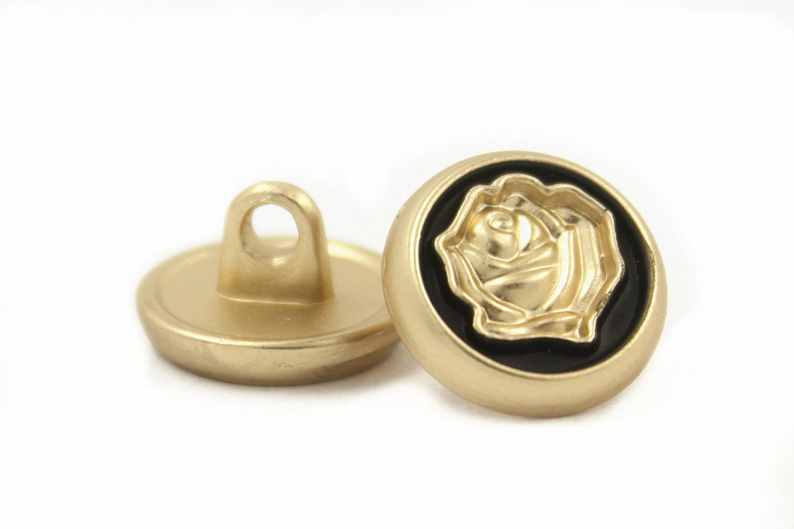 Rose Metal Buttons Pearlized Gold Rose Metal Shank Buttons - Etsy