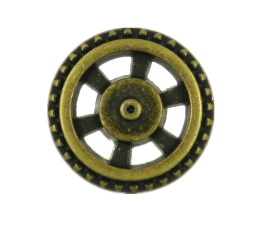 Steampunk Metal Buttons - Gear Brass Metal Shank Buttons - 14mm - 9/16 ...
