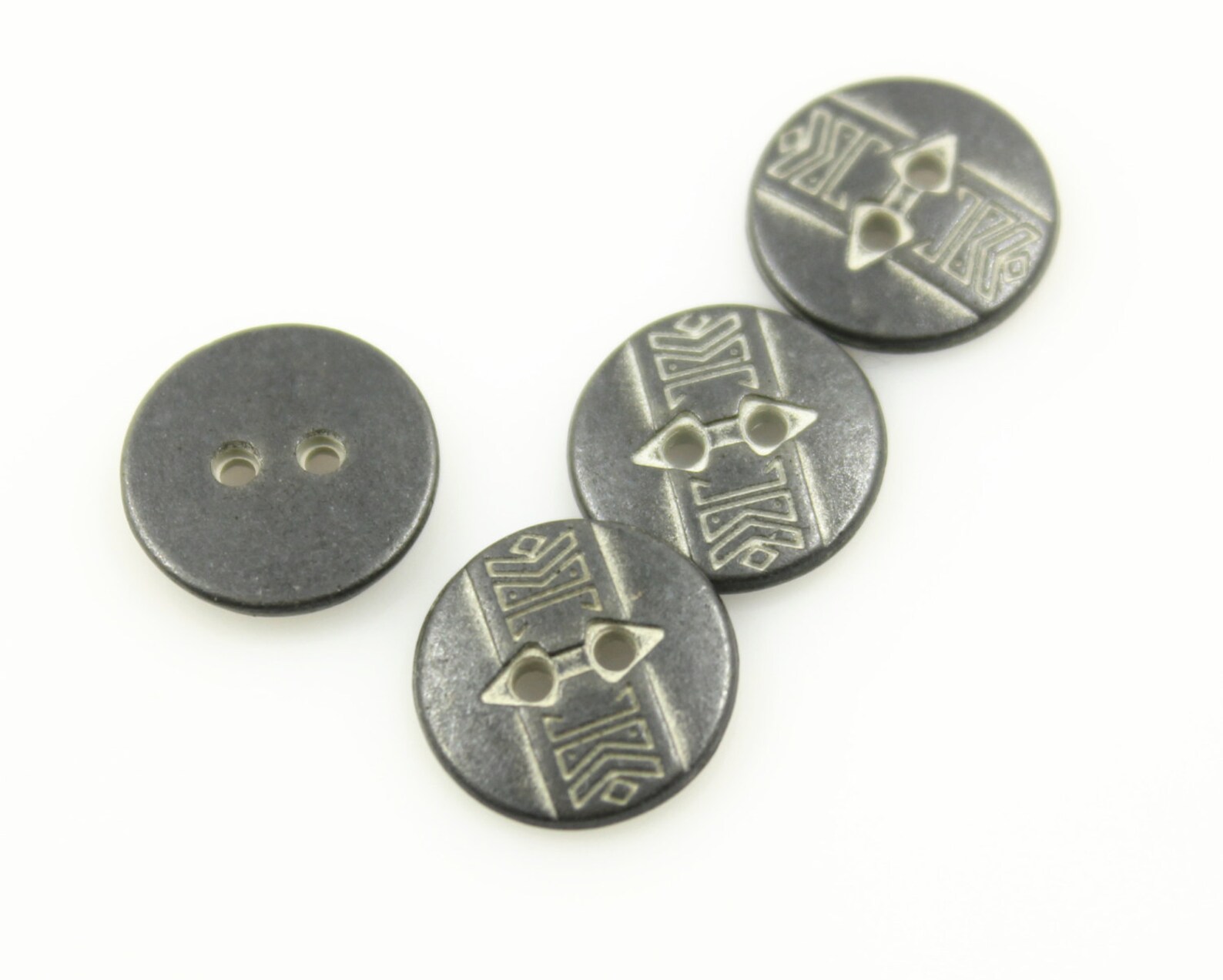 Metal Buttons Strip Totem Gunmetal White Metal Hole Buttons - Etsy