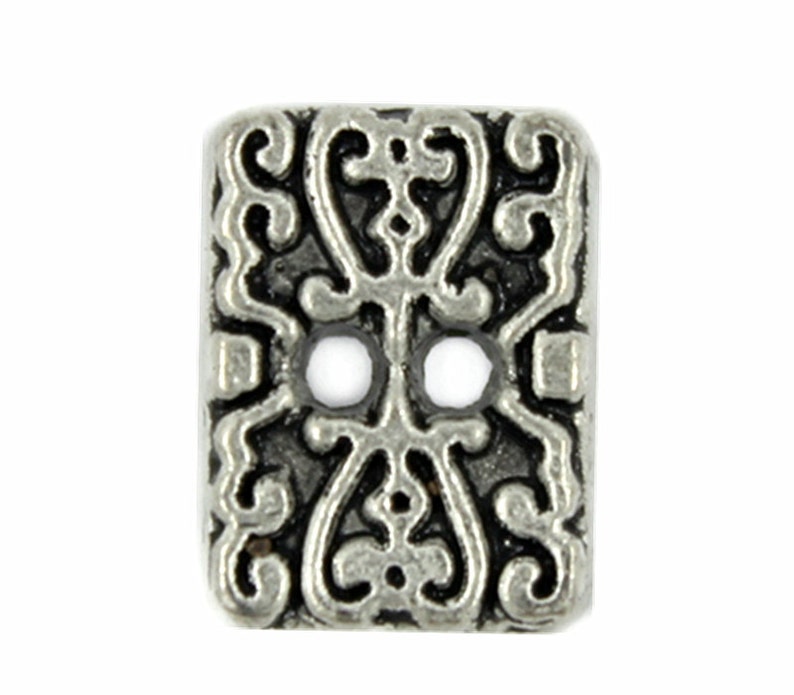 Metal Buttons Rectangle Motif Retro Silver Metal Buttons - Etsy