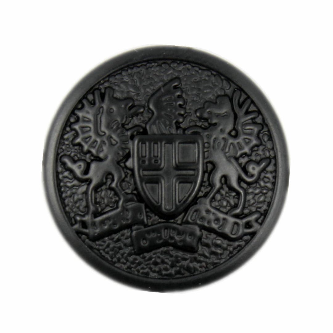 Metal Buttons - Matte Black Medallion Emblem Metal Shank Buttons - 25mm ...
