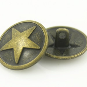 Star Metal Buttons - Star Metal Shank Buttons in Antique Brass Color ...