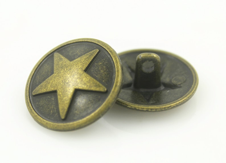 Star Metal Buttons Star Metal Shank Buttons in Antique Brass - Etsy