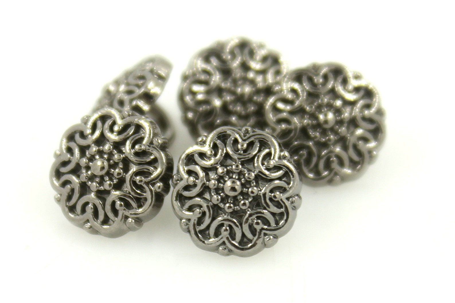 Metal Buttons - Medieval Filigree Metal Shank Buttons in Gunmetal Color ...
