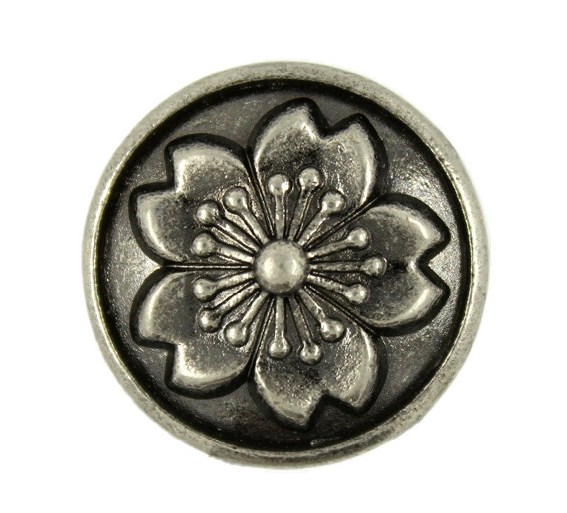 Flower Metal Buttons - Sakura Flower Nickel Silver Metal Shank Buttons ...