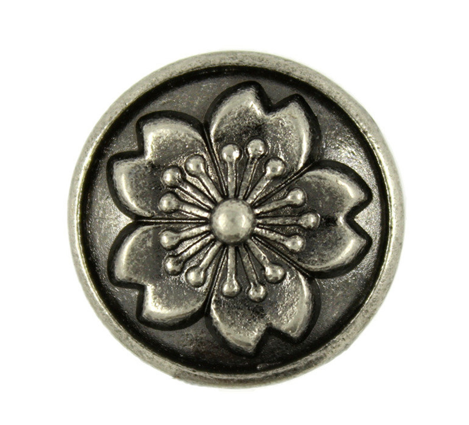 Flower Metal Buttons - Sakura Flower Nickel Silver Metal Shank Buttons ...