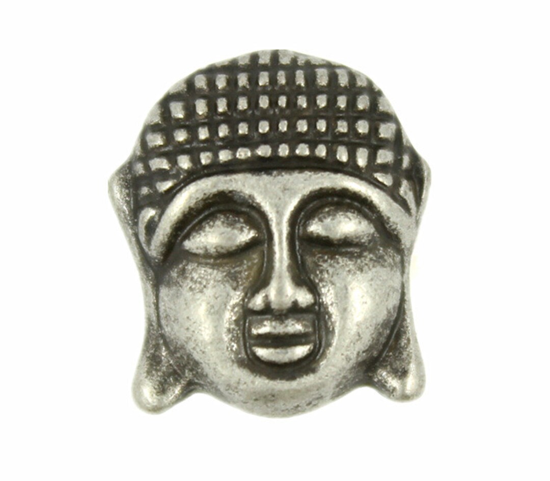 Zen Metal Buttons - Buddha Head Antique Silver Metal Shank Buttons ...