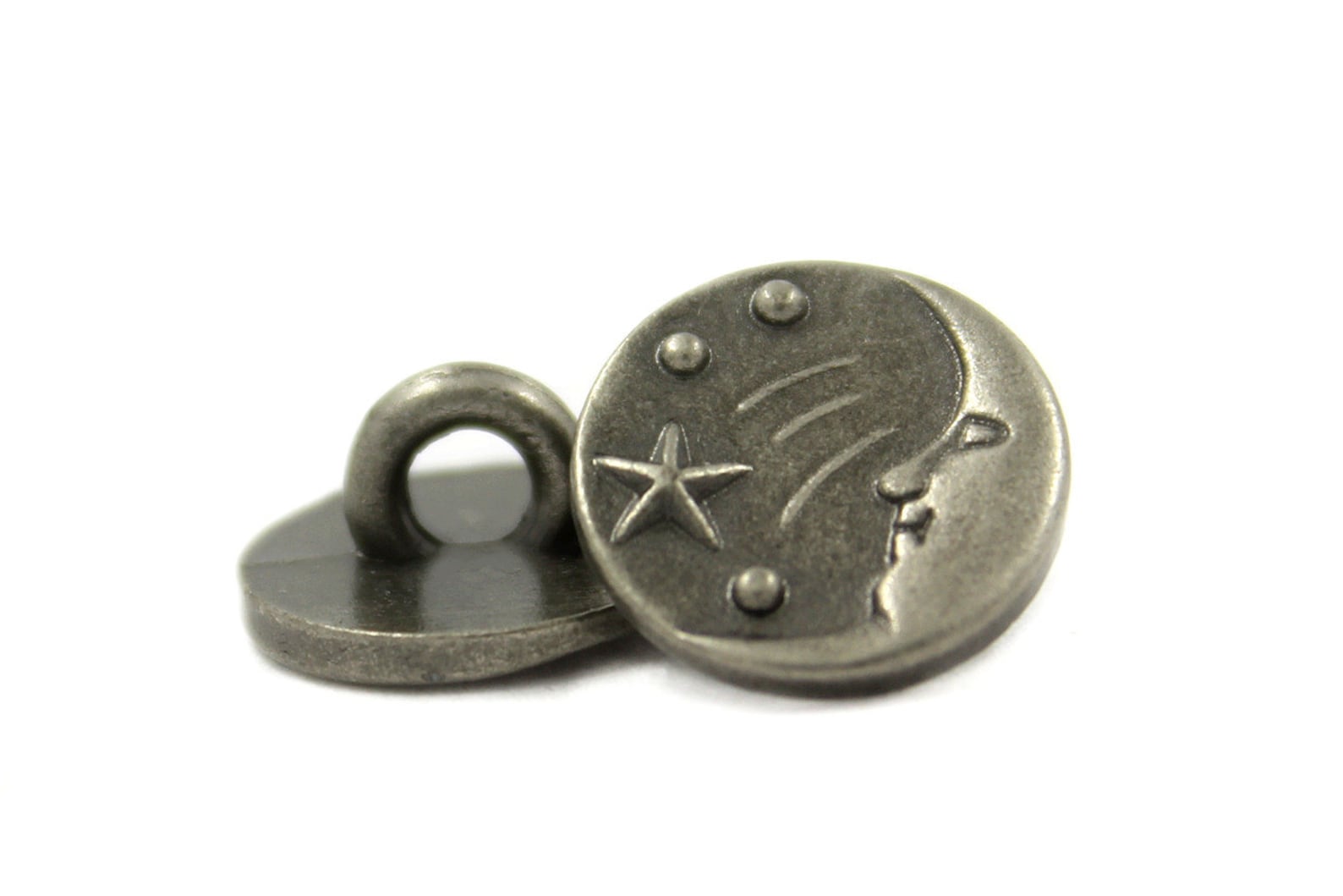 Moon & Star Metal Buttons Smile Moon and Stars Gray Silver - Etsy