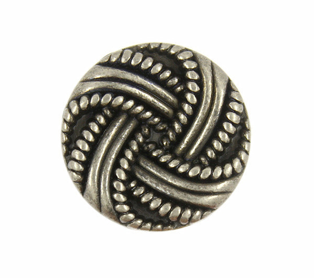 Metal Buttons – Swirl Ribbon Knot Metal Shank Buttons in Gray Silver ...