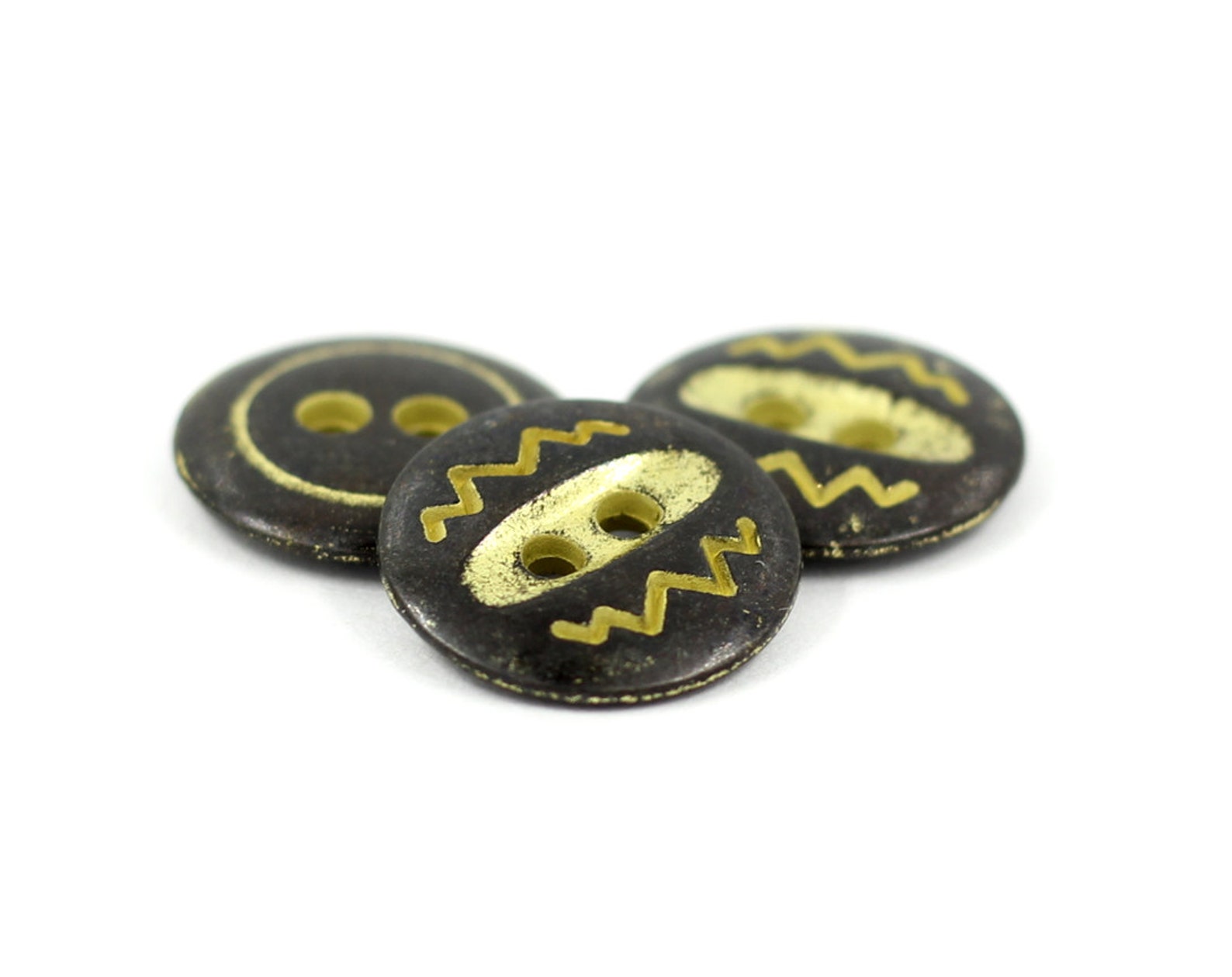 Metal Buttons Zig-zag Pattern Metal Hole Buttons Gunmetal | Etsy