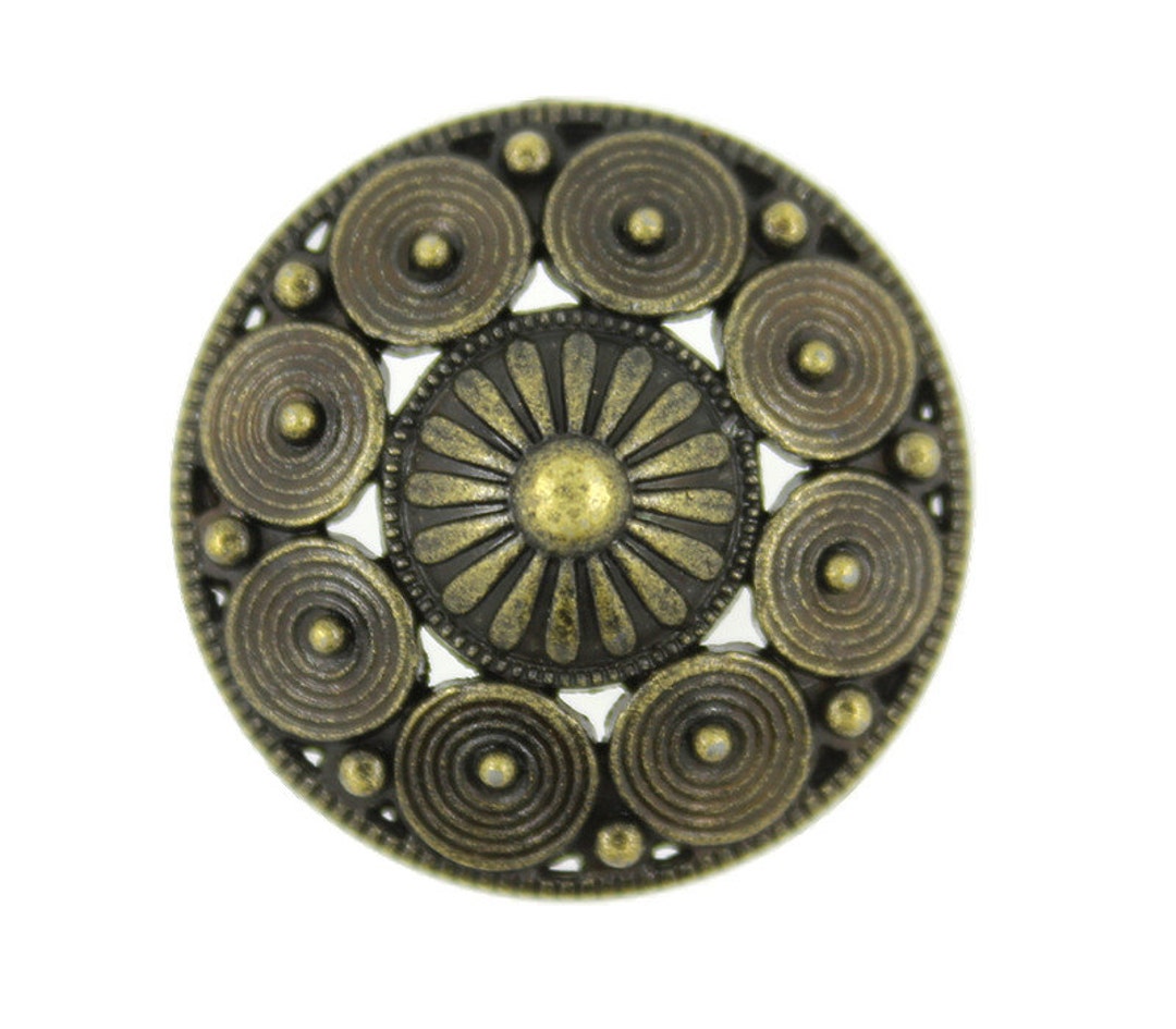 Metal Buttons Fancy Openwork Conical Metal Shank Buttons in Antique ...
