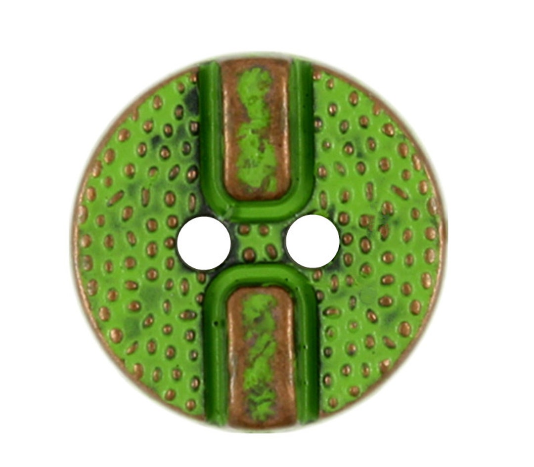 Metal Buttons - Green Copper Locking Device Design Holes Buttons - 12mm ...