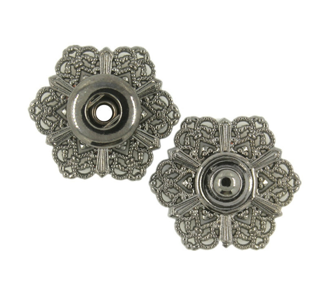 Hexagonal Filigree Metal Snap Buttons in Gunmetal Color - 21mm - 13/16 ...