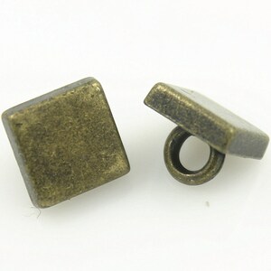 Metal Buttons - Square Antique Brass Metal Shank Buttons - 9mm - 5/16 ...