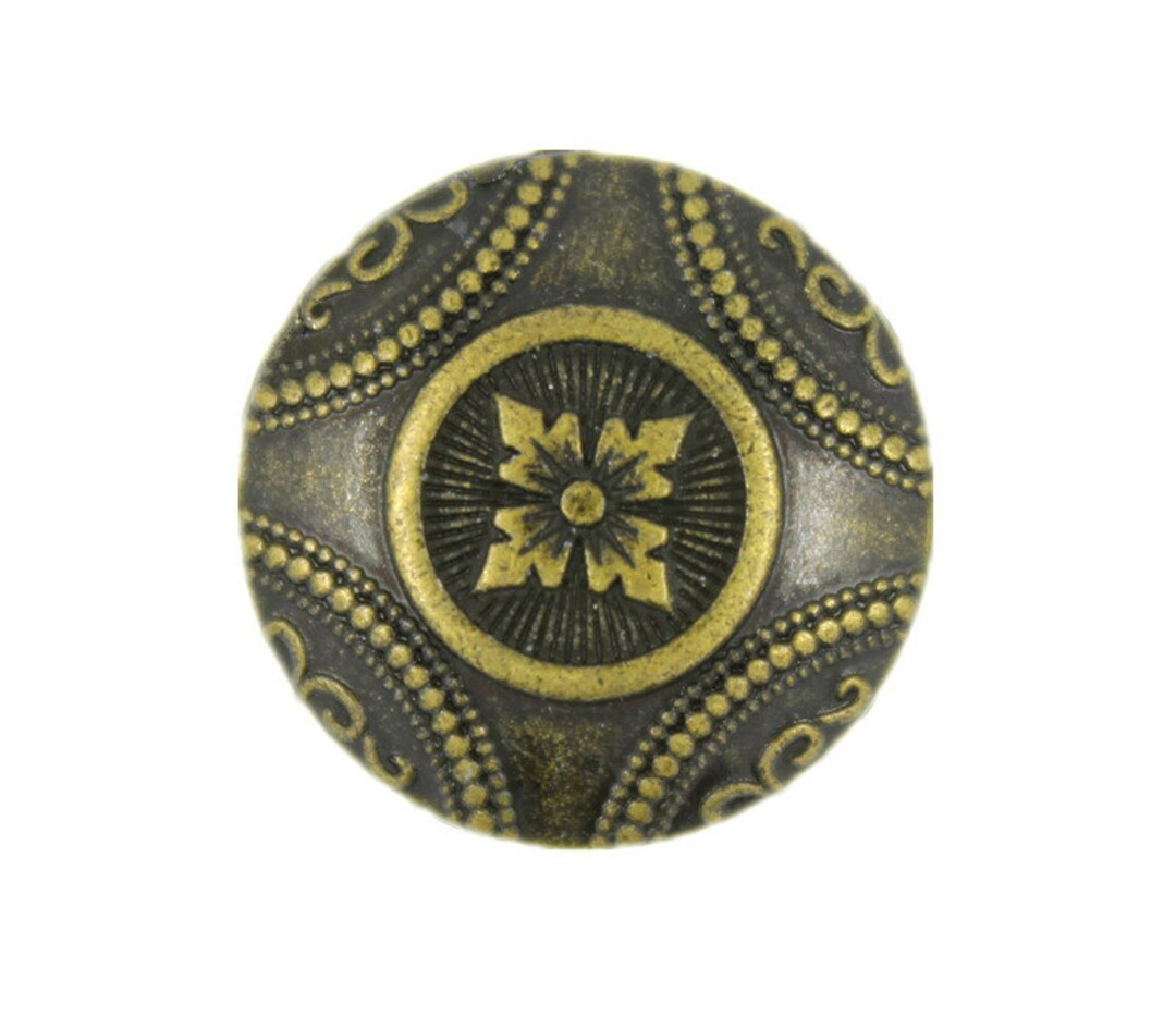 Metal Buttons - Carpet Pattern Antique Brass Metal Shank Buttons - 20mm ...