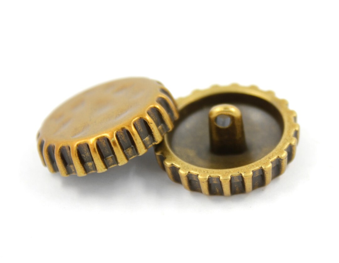 Metal Buttons - Soda Cap Oxidized Brass Metal Shank Buttons - 22mm - 7/ ...
