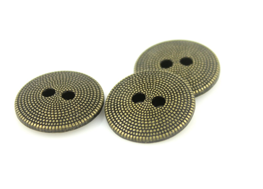 Metal Buttons - Masonry Antique Brass Metal Hole Buttons - 18mm - 11/16 ...