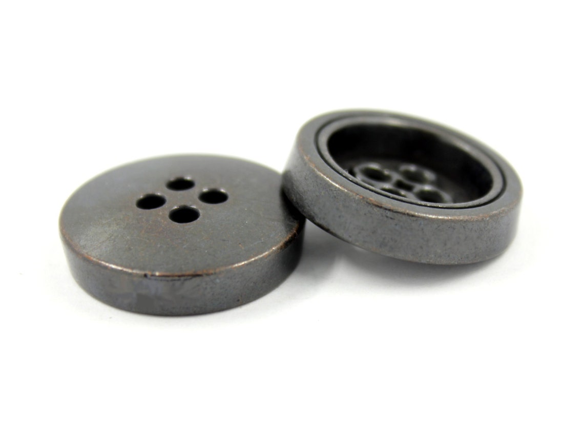 Metal Buttons Black Gunmetal Solid Hole Metal Buttons 27mm | Etsy